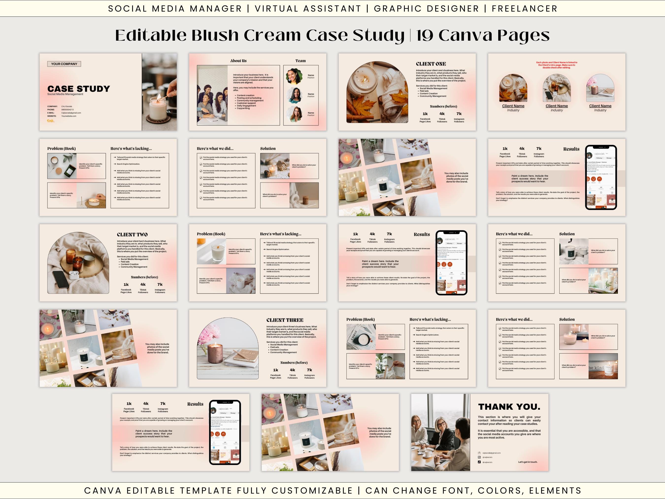 Case Study Editable Canva Template Social Media Manager Virtual ...