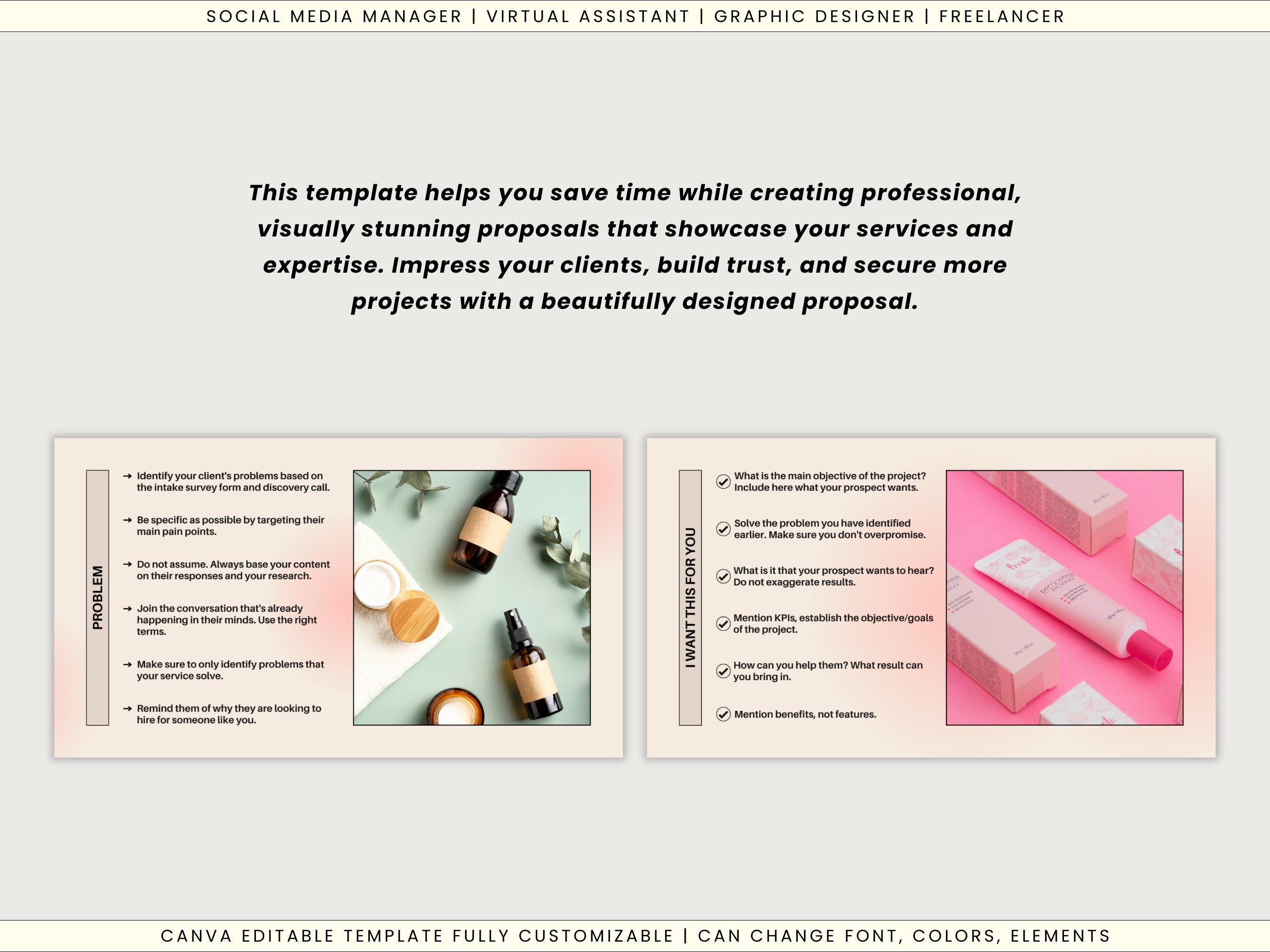 Social Media Manager Proposal Template Editable Canva Template | for ...