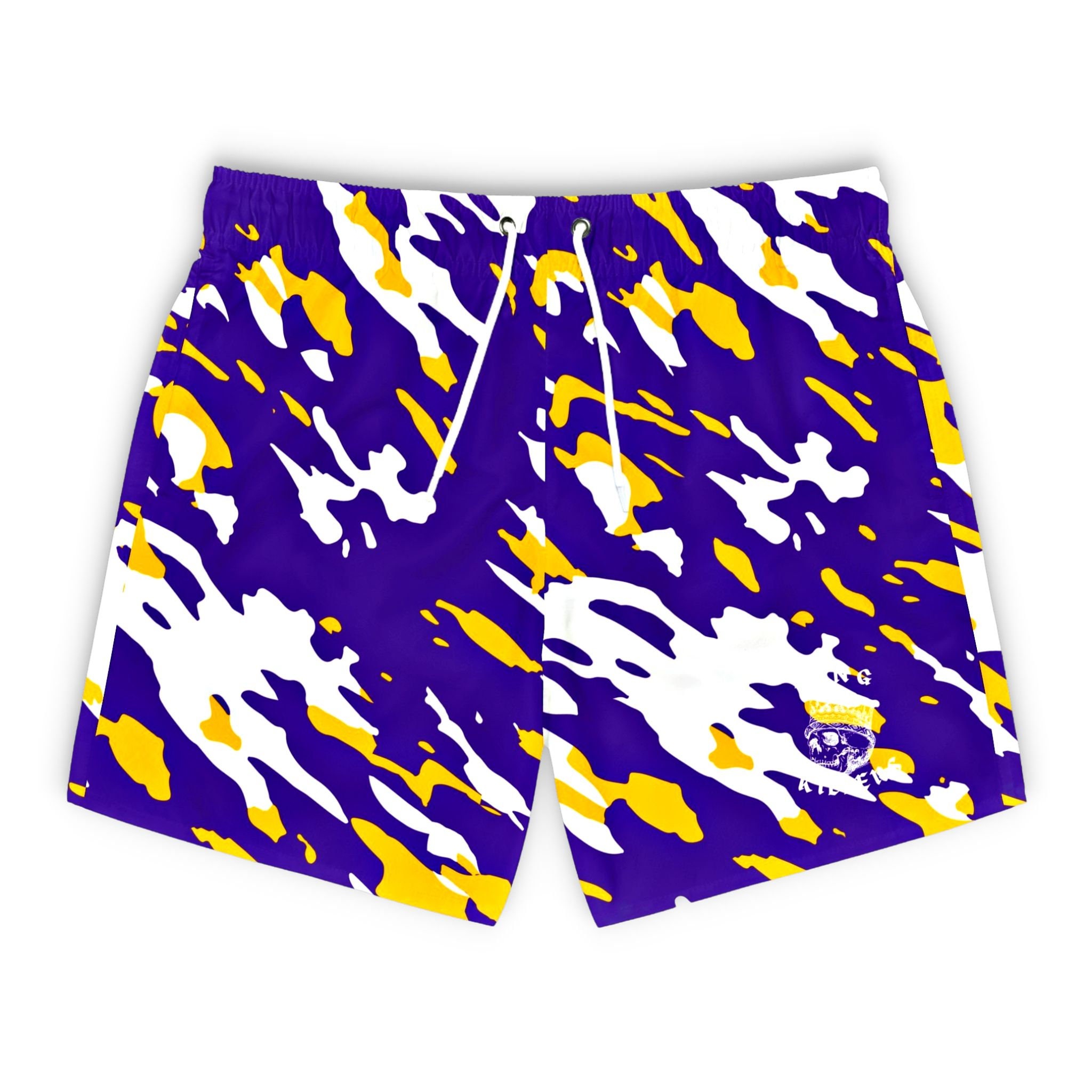 Purple & Gold Camouflage Swim Trunks for Men, LSU / Los Angeles Lakers ...