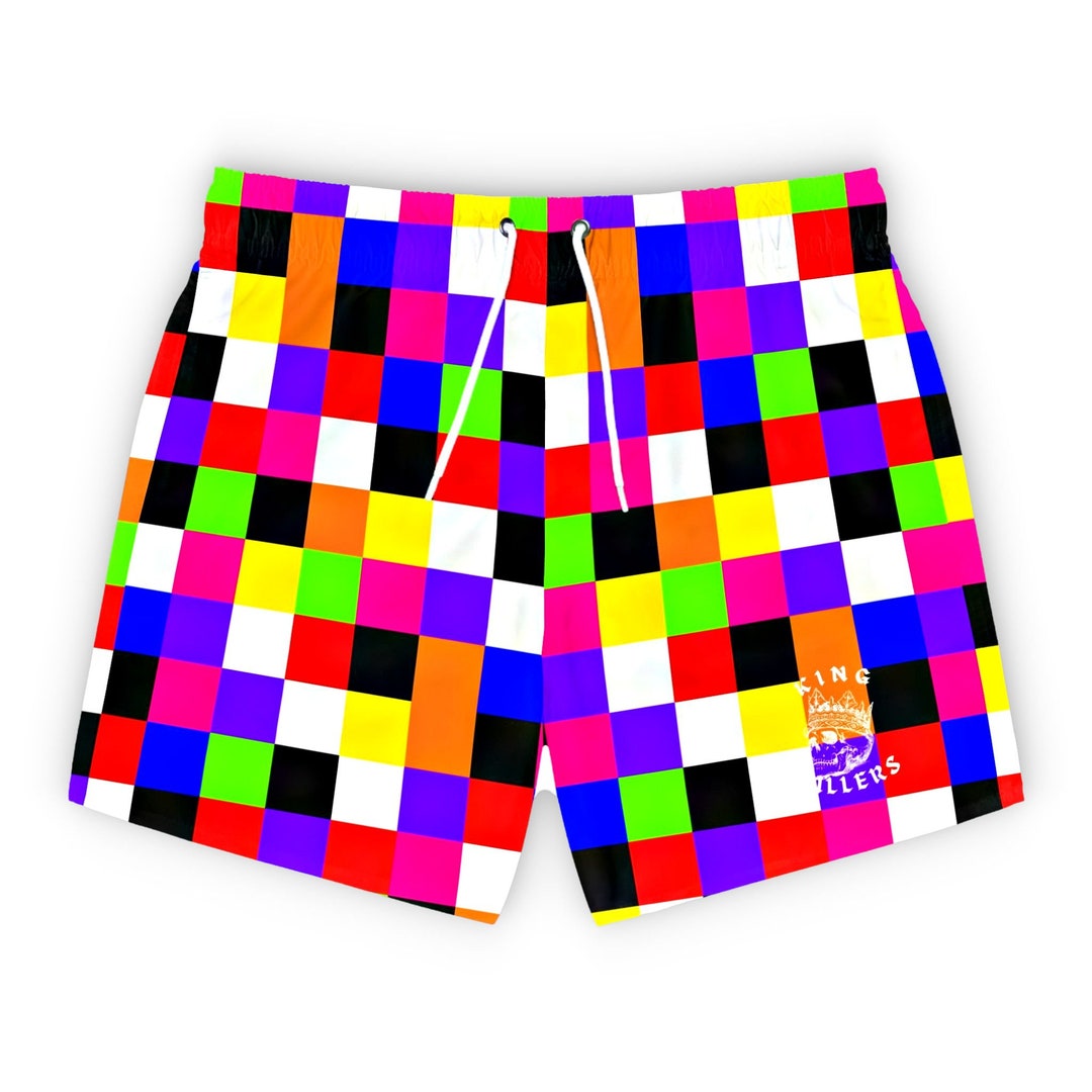 Colorful Rainbow Checkerboard Swim Trunks for Men, LGBTQ Pride Month ...