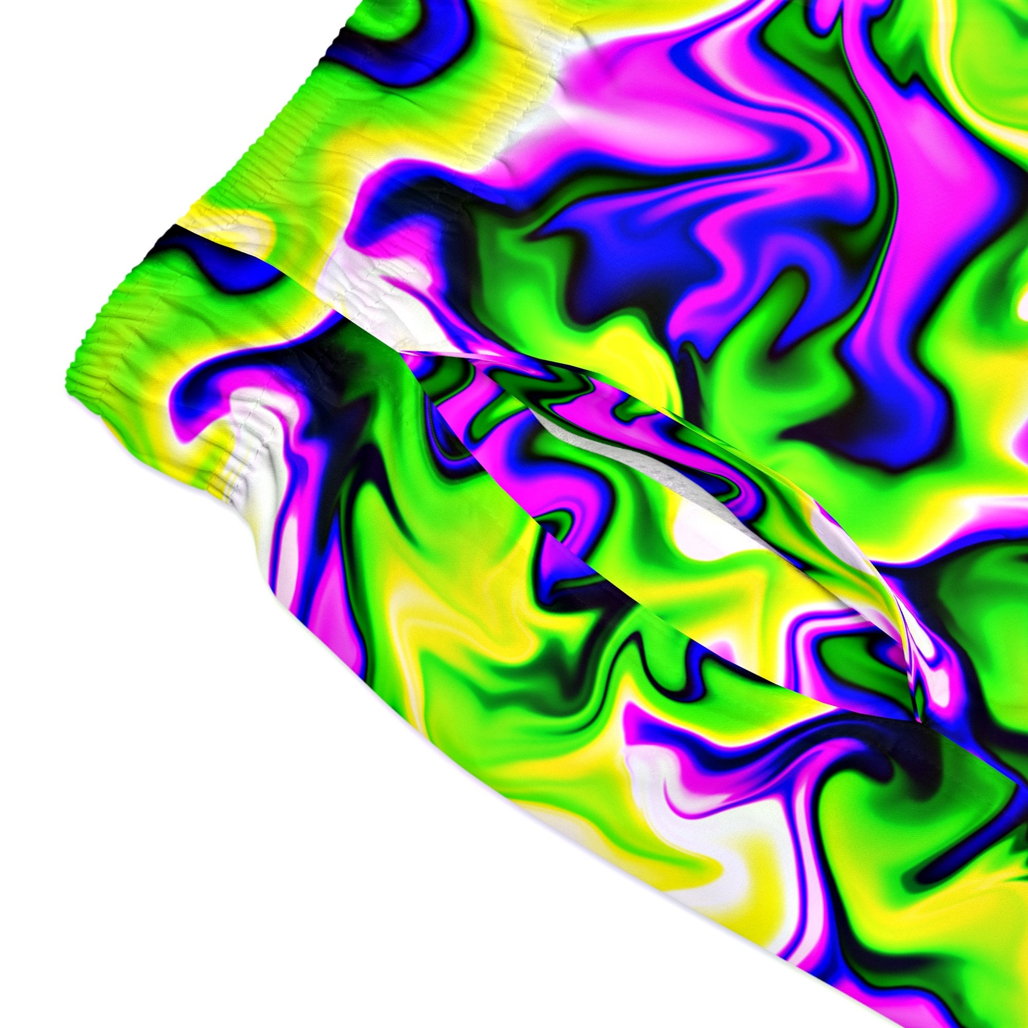 Trippy Neon Green & Purple Swirl Fast Dry Swim Trunks for Men, Bright ...