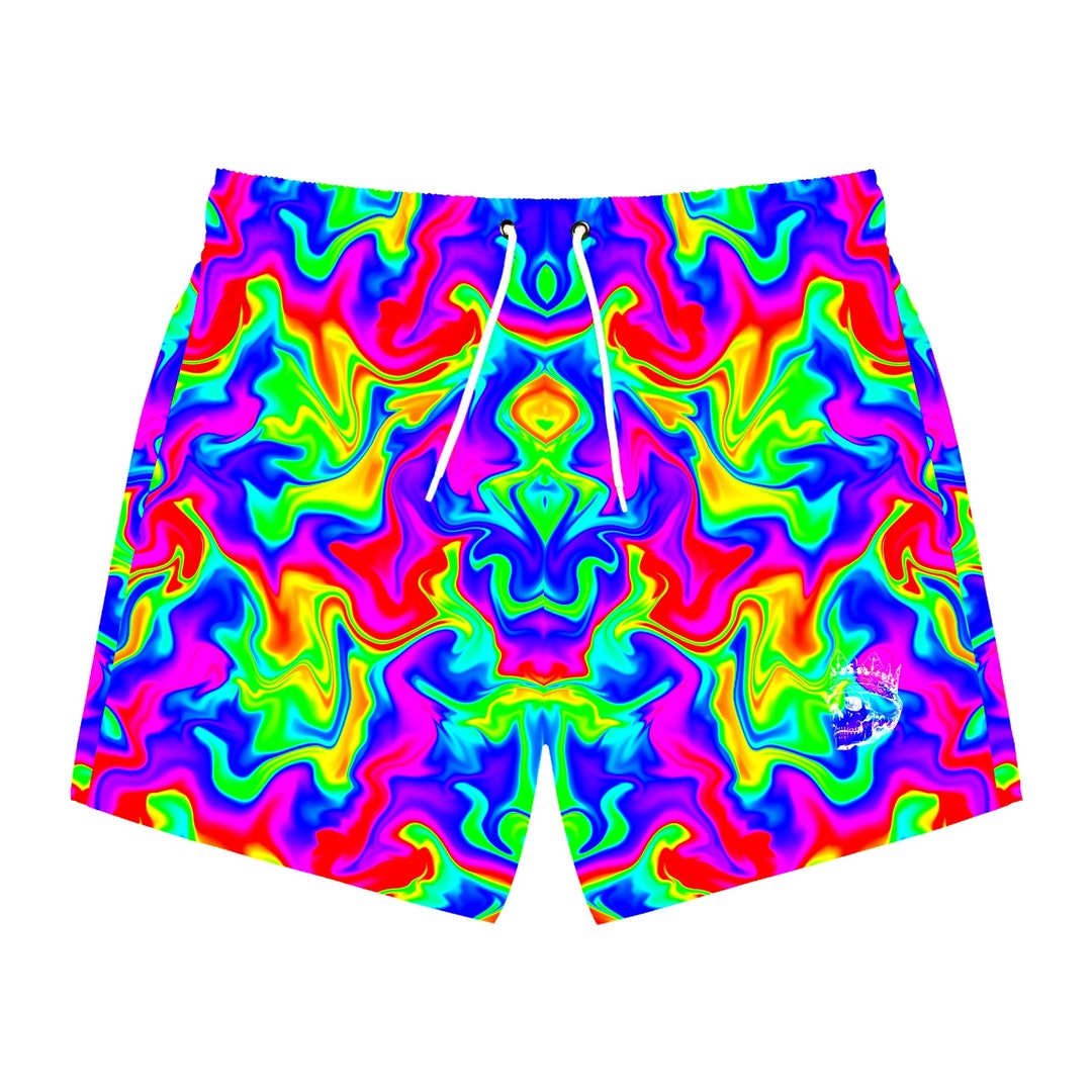 Trippy Liquid Rainbow Pride Shorts for LGBTQ Men, Bright Colorful Mid ...