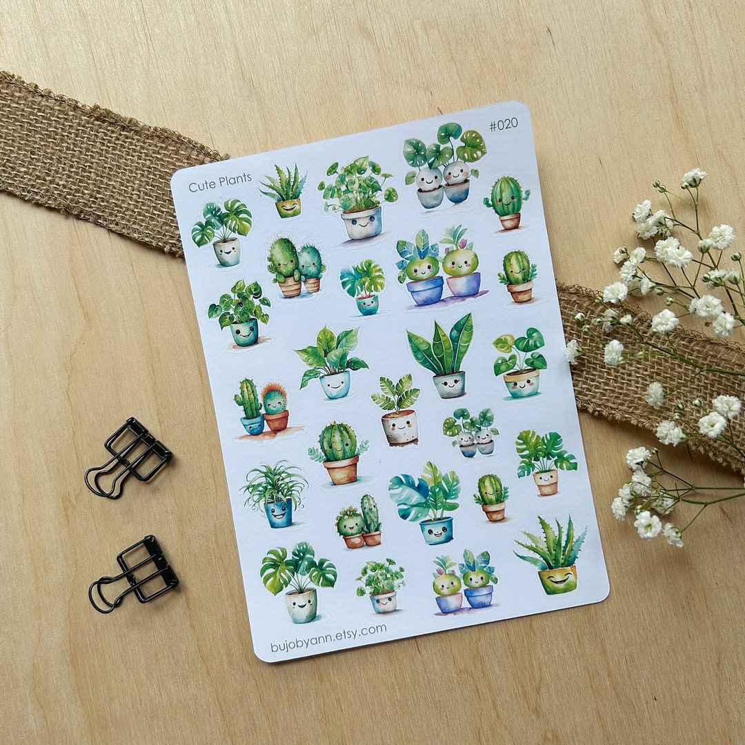 Cute Plants Sticker Sheet Unique Bullet Journal Supply, Botanic ...