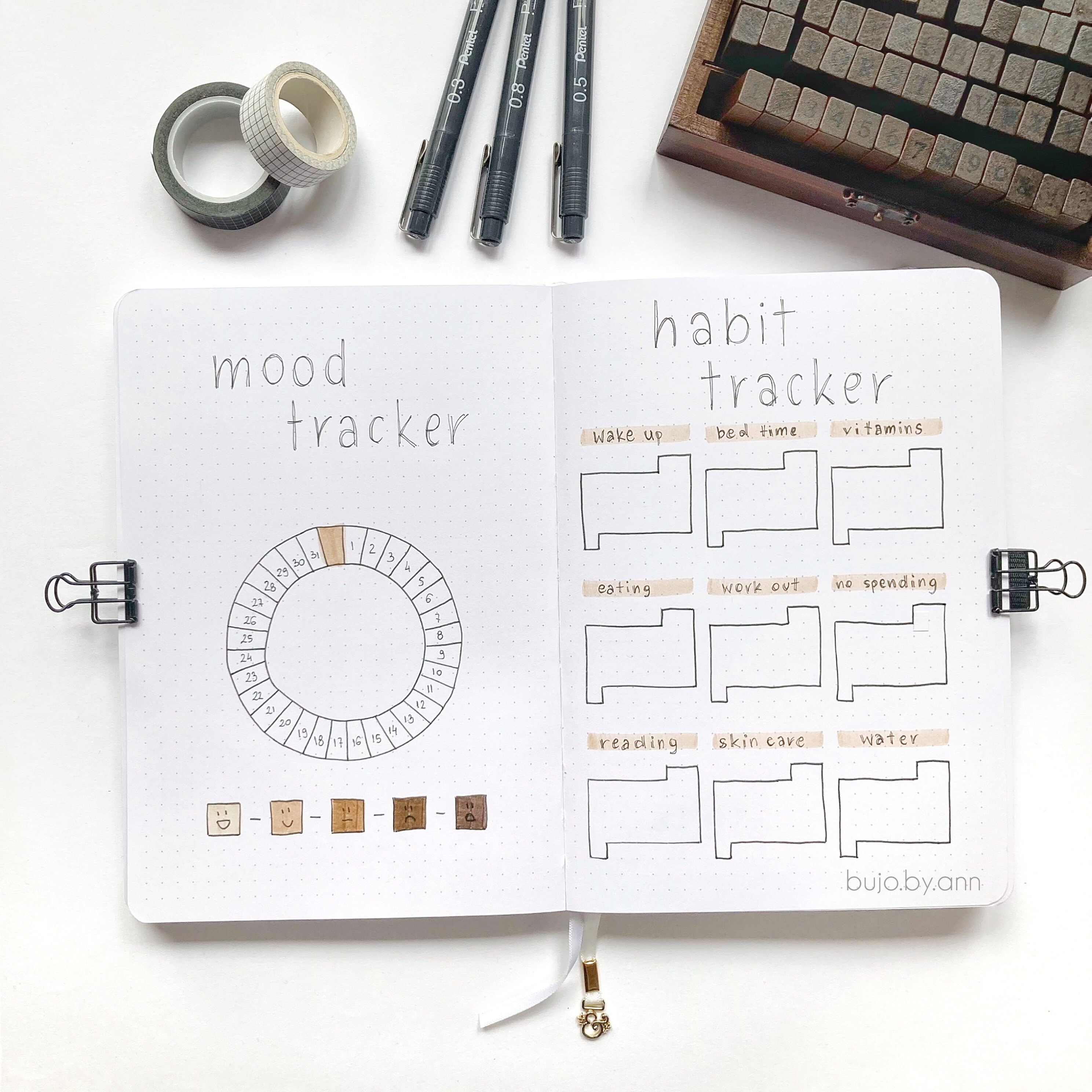 Custom Bullet Journal *minimal Doodle*, Hand-made Personalized Planner ...