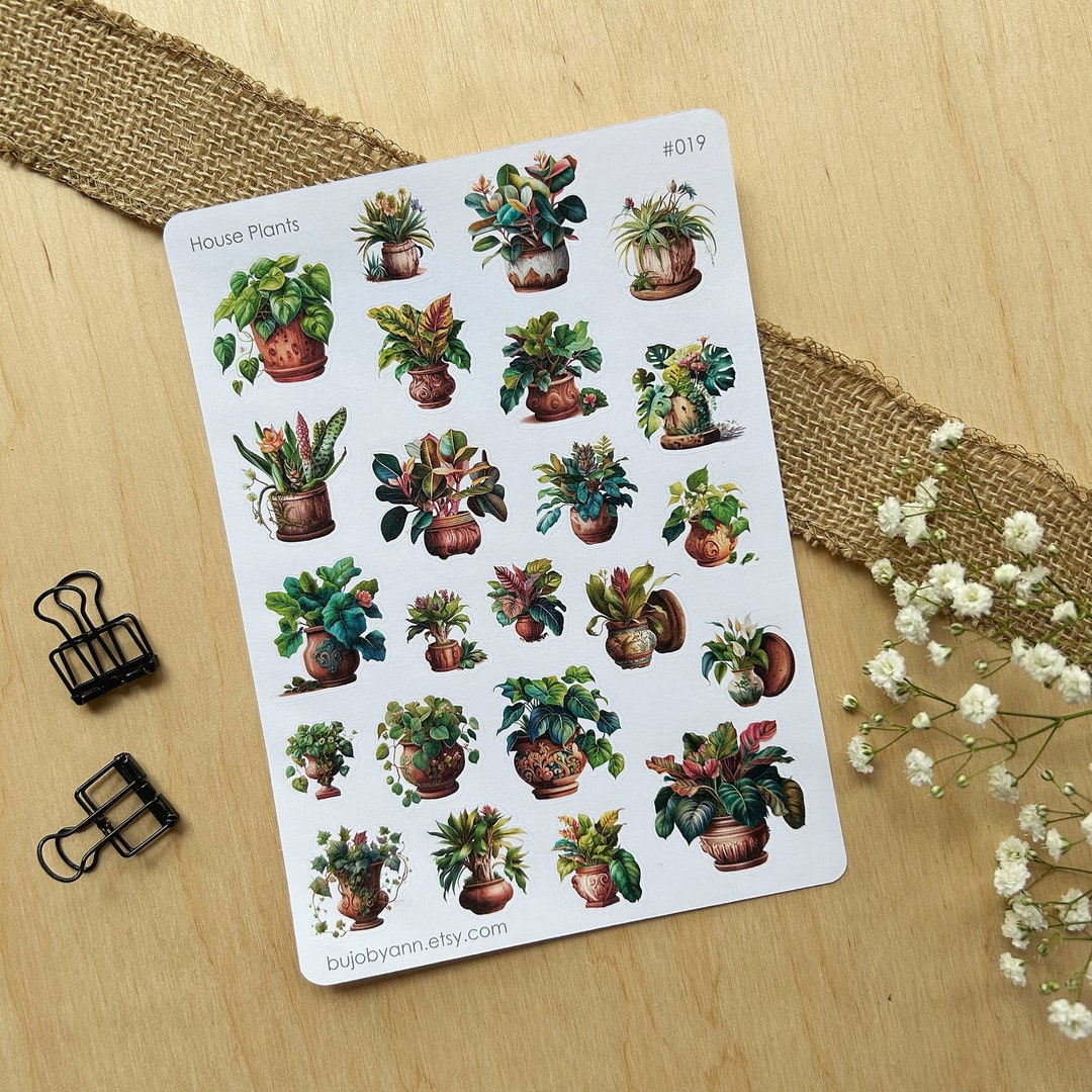 House Plants Sticker Sheet | Cozy Planner Accessory, Inspirational ...