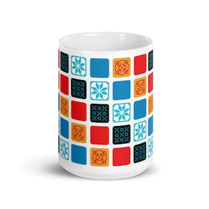 Azul Cup Board Game Tiles Quilt Pattern Tile Placement White Glossy ...