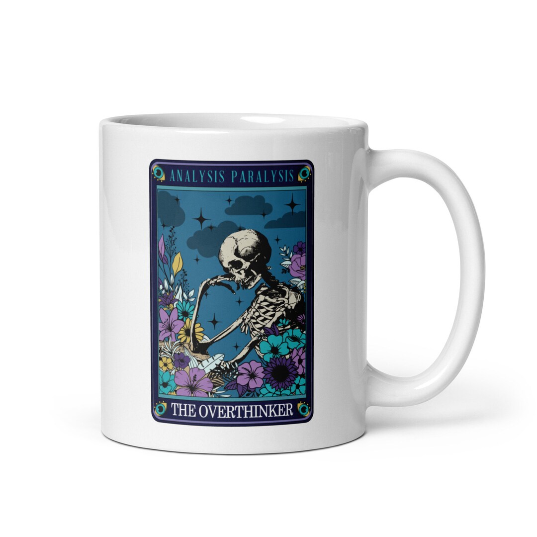 Board Game Mug the Overthinker Skeleton Funny Analysis Paralysis White ...