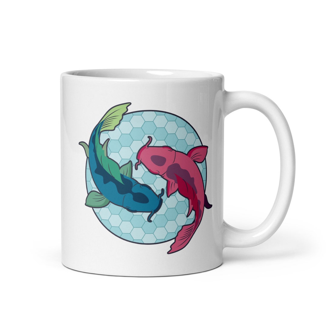 Koi Mug Board Game Inspired Koi Fish Pond Board White Glossy Coffee Mug ...