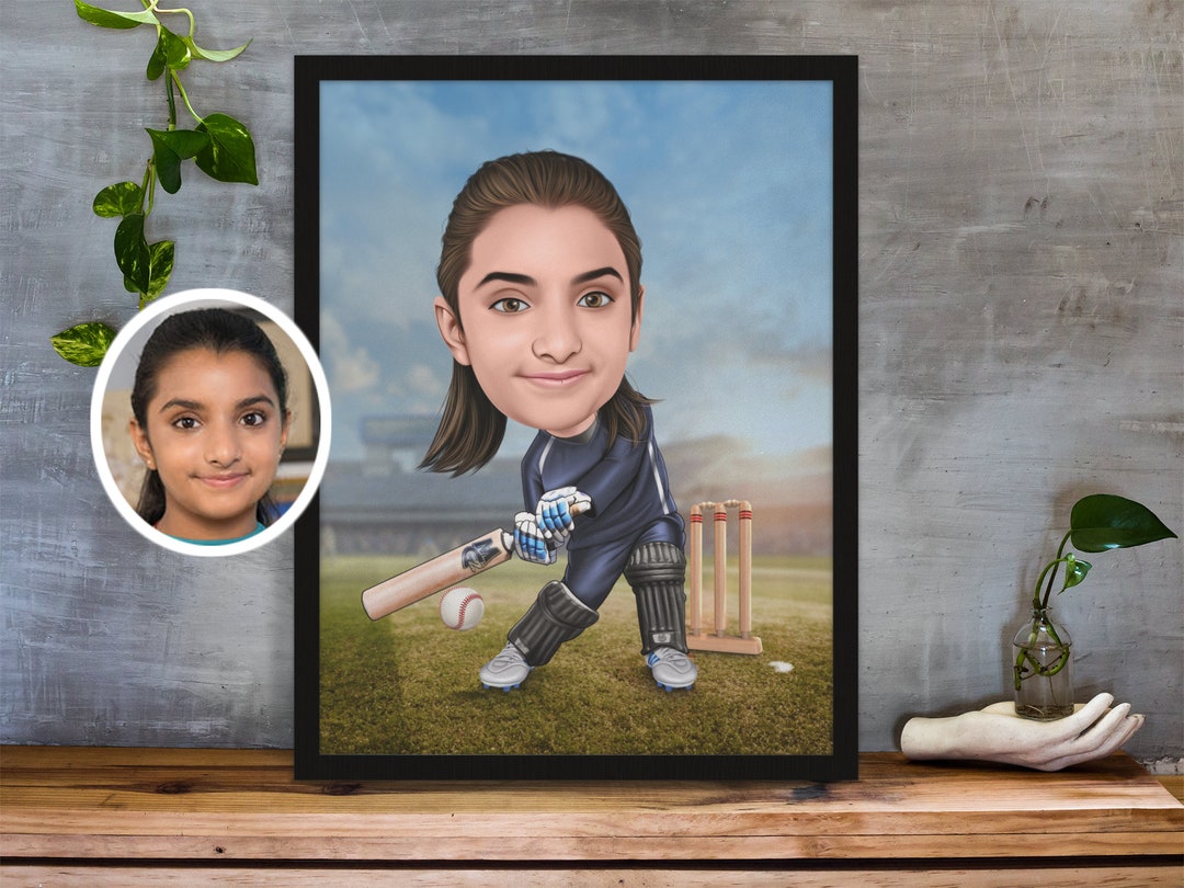 Custom Cricket Caricature Cartoon Portrait Illustration Poster ...