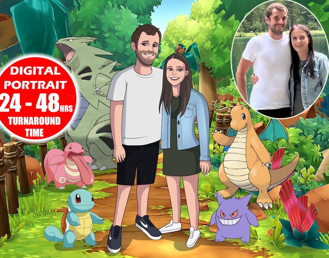 Custom Poke Digital Art, Cartoon Custom Drawing From Photo, Boyfriend ...