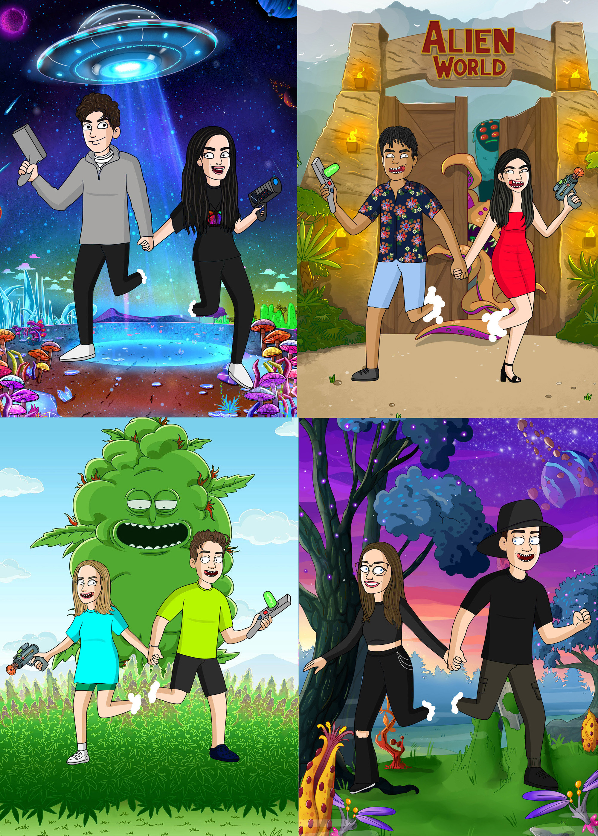 Rick Style Cartoon Family Portraits Digital Art Photo Gift - Etsy