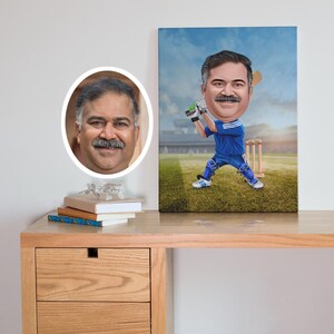 Custom Cricket Caricature Cartoon Portrait Illustration Canvas ...
