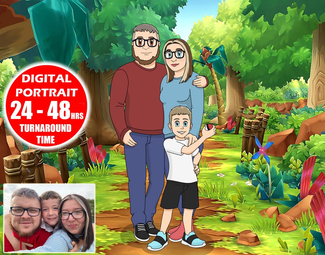 Poke Cartoon Digital Art From Photo, Personalized Gift for Him ...