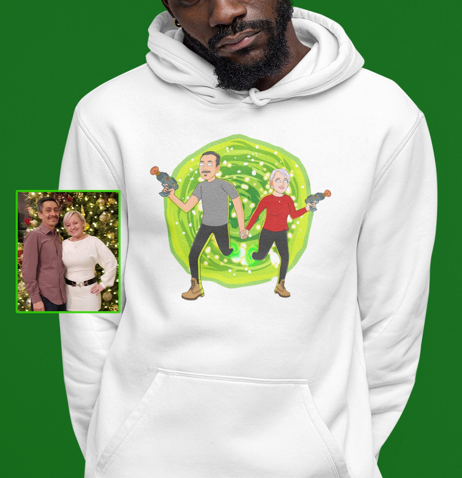 Custom Rick Style Cartoon Portrait Hoodie Personalized - Etsy