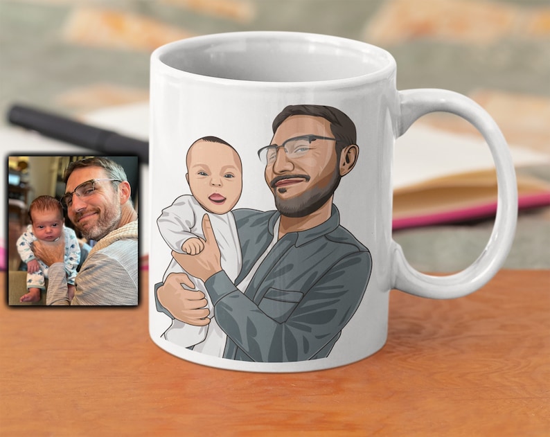Custom Caricature Mug, Photo Cartoon Mug, Personalized Caricature ...