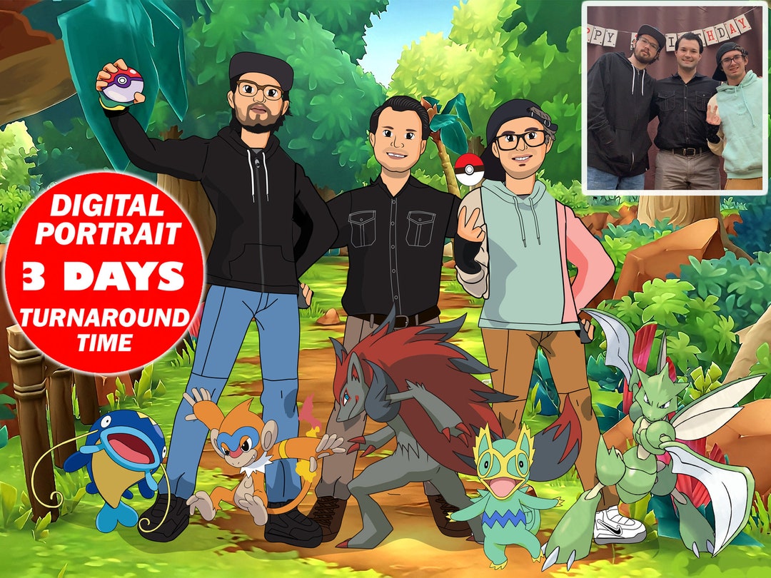 Poke Cartoon From Photo, Digital Art, Personalized Gift for Him ...