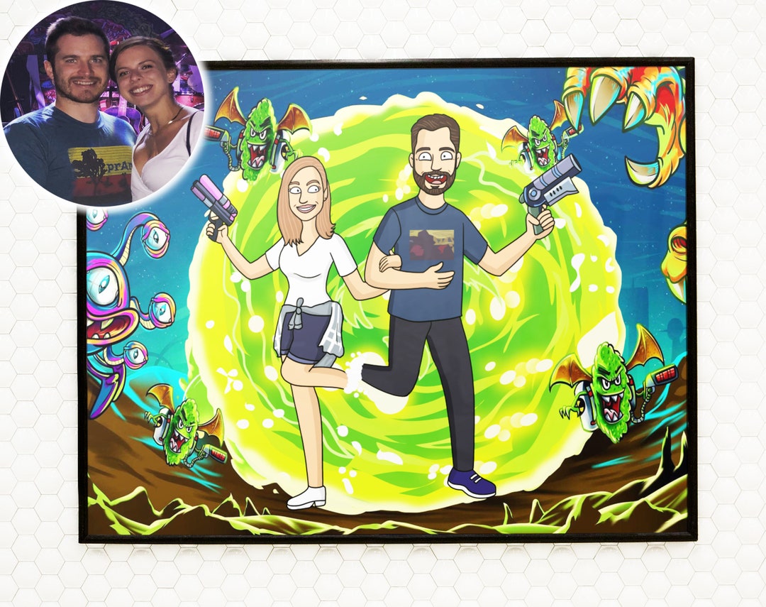 Rick Poster Cartoon Portrait, Creative Personalized Gift, House Warming ...