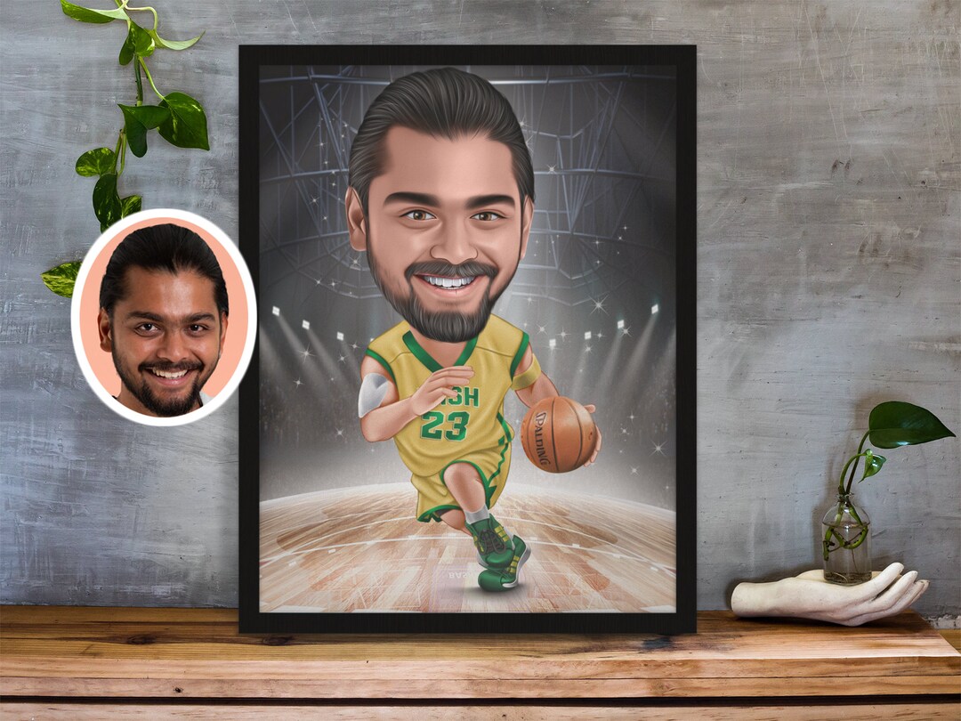 Custom Basketball Caricature Cartoon Portrait Illustration Poster ...