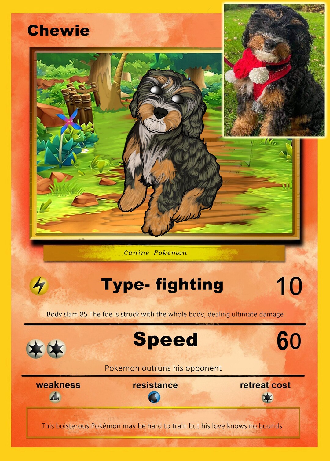 Poke Pet Digital Portrait, Custom Poke Card, Pet Memorial Gift, Dog ...