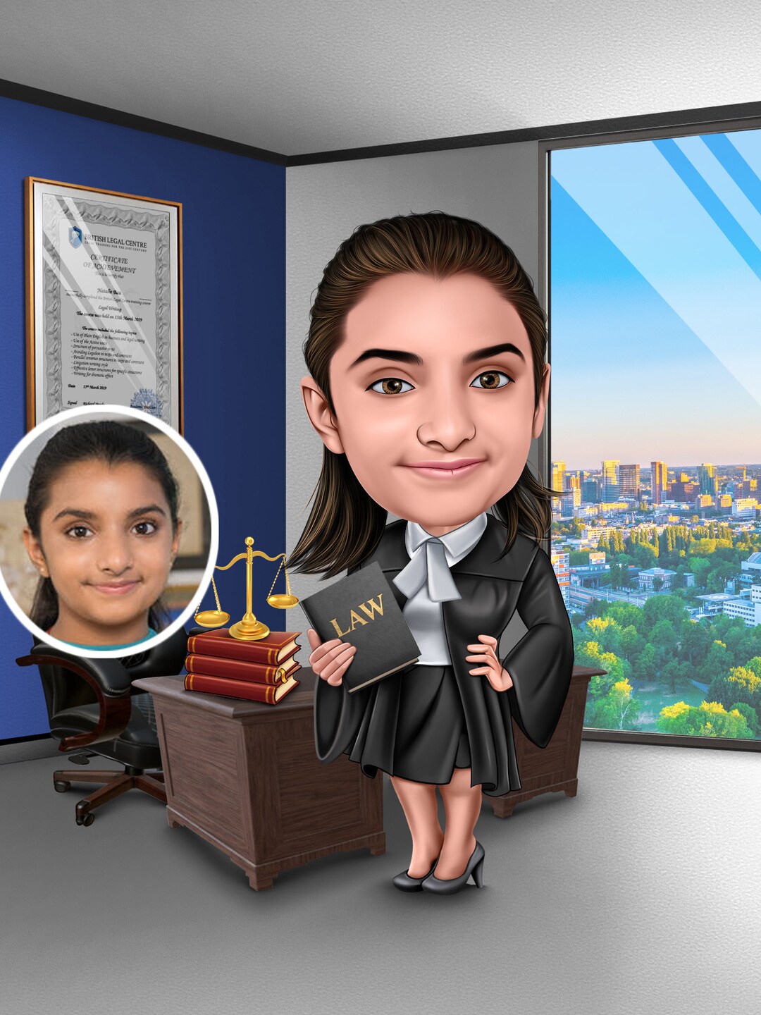 Custom Lawyer Caricature Cartoon Portrait Illustration, Creative ...