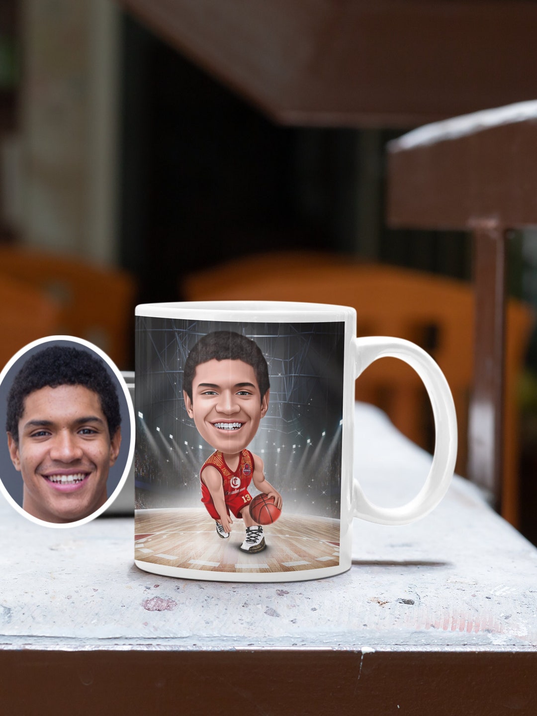 Custom Basketball Coffee Mug, Personalized Cartoon Caricature Mug, Cute ...