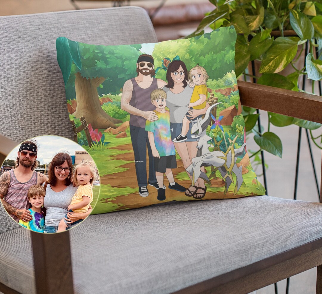 Poke Portrait on Pillow, Best Friend Gift, Custom Pet Portrait, Anime ...