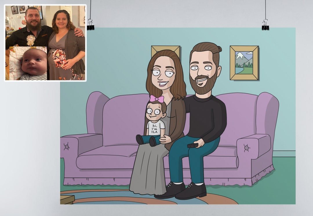 Family Poster Custom Drawing From Photo, Bridesmaid Gifts Wedding Day ...