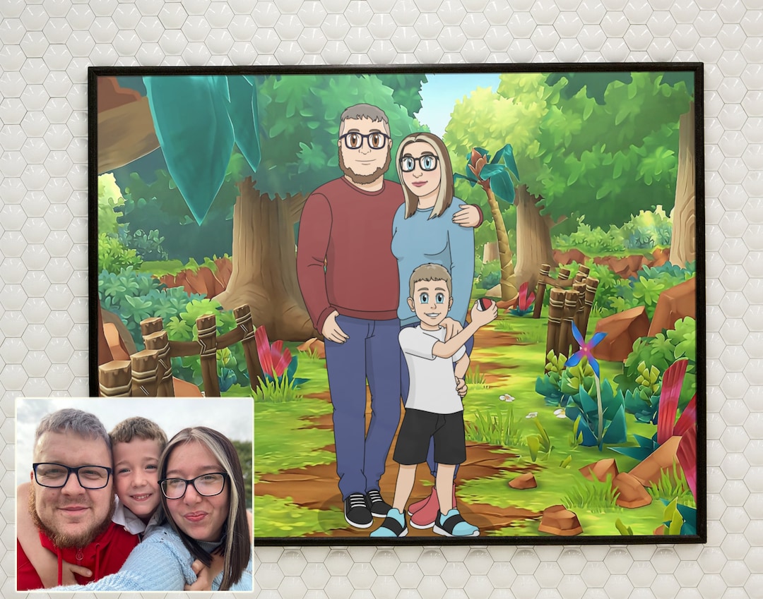 Poke Cartoon Poster, Custom Couples Portrait, Graduation Gifts, 50th ...