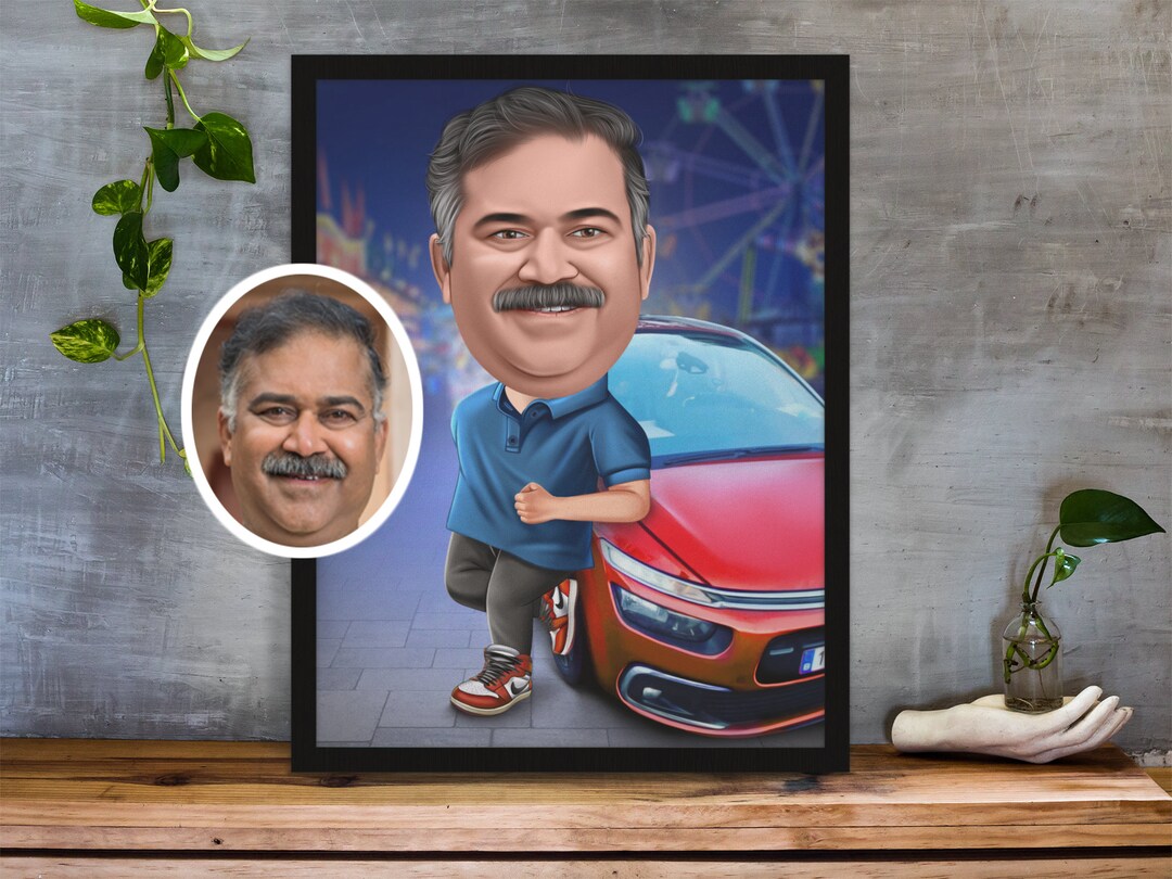 Custom Auto Caricature Cartoon Portrait Illustration Poster, Creative ...