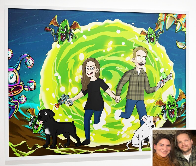 Rick Poster Cartoon Portrait, Creative Personalized Gift, House Warming ...