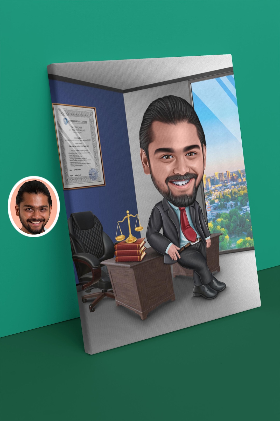 Custom Lawyer Caricature Cartoon Portrait Illustration Canvas, Creative ...