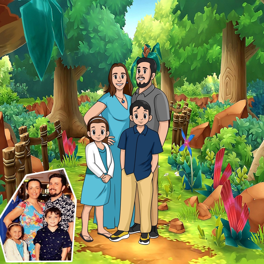 Poke Cartoon Custom Digital Portrait, Personalized Gifts for Her, Gifts ...