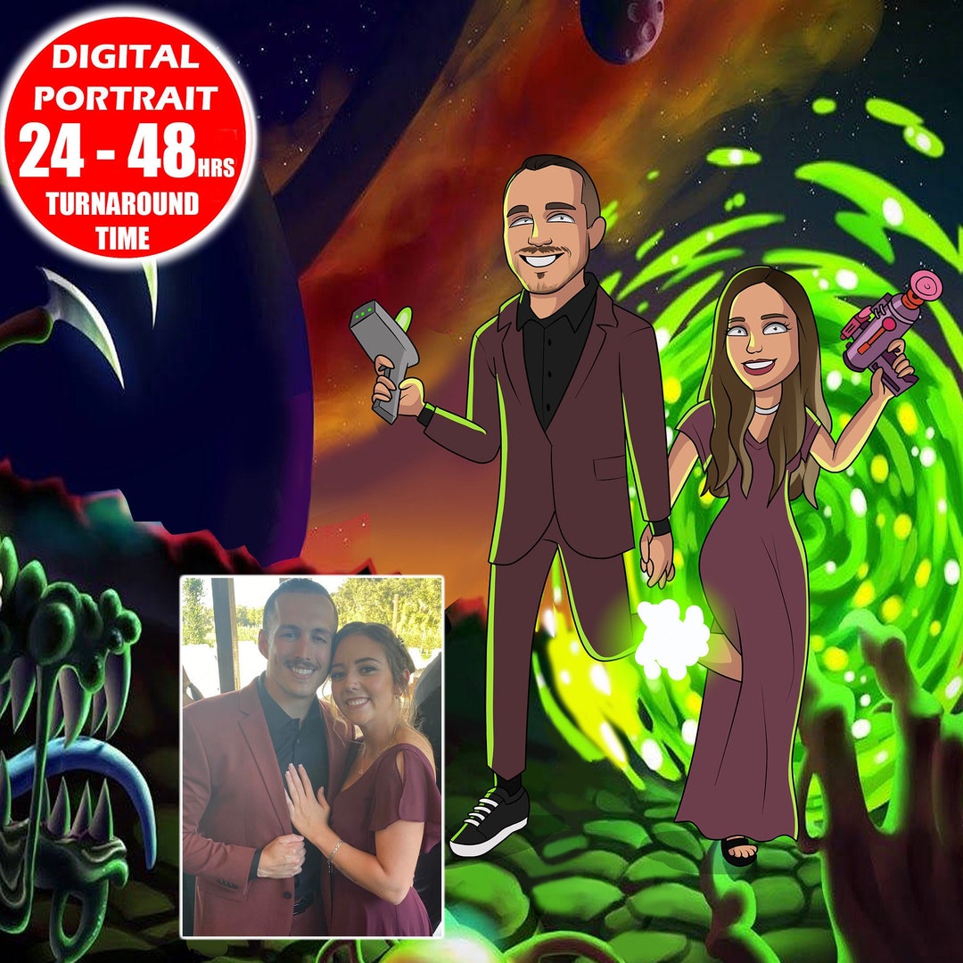 Rick Style Cartoon Family Portraits Digital Art Photo Gift - Etsy