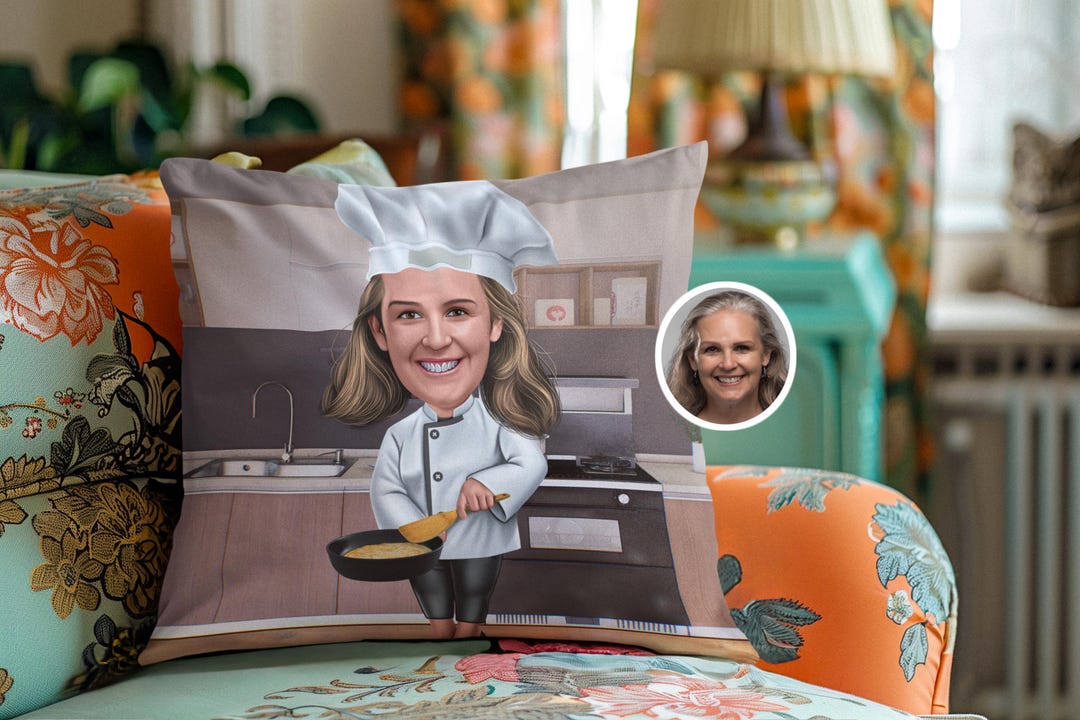 Custom Chef Caricature Cartoon Pillow, Personalized Pillow, Photo Gifts ...
