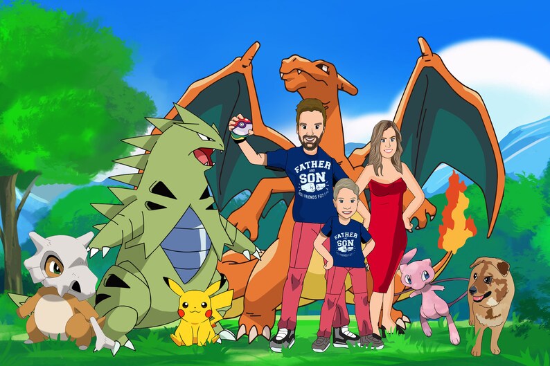 Custom Poke Cartoon, Digital Portrait, Custom Couples Portrait ...