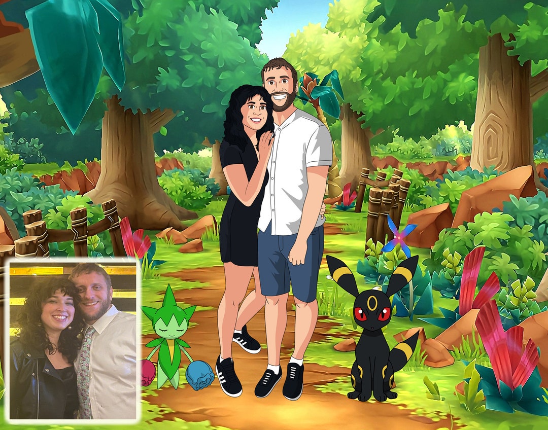 Custom Poke Digital Art, Cartoon Custom Drawing From Photo, Boyfriend ...