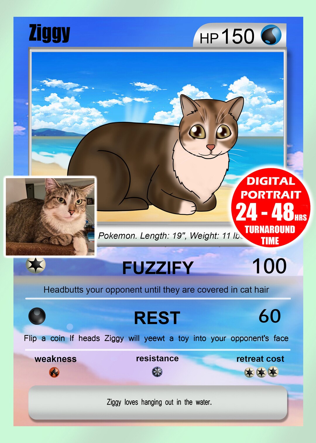 Custom Poke Pets Trading Card Digital Art, Personalized Poke Pet, Poke ...