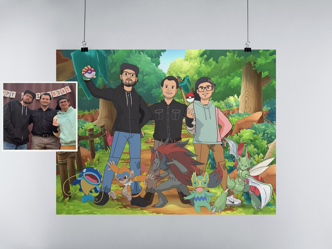 Poke Cartoon Poster , Personalized Gifts for Mom, Custom Cartoon ...