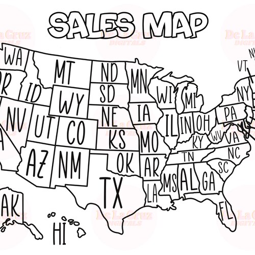 US Postcode Sales Map Tracker Printable United States Etsy - Etsy