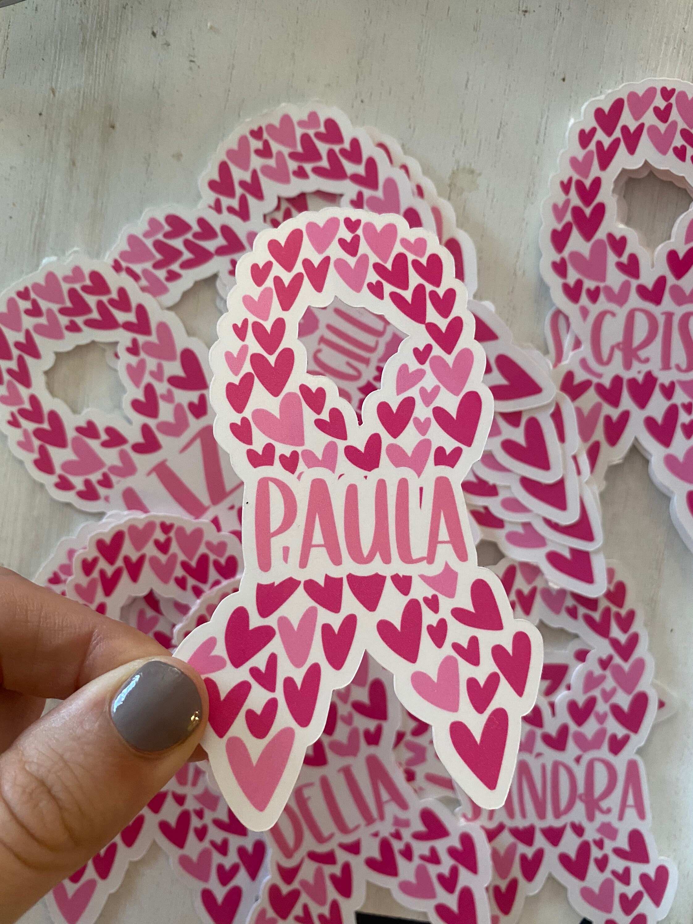 Personalized Breast Cancer Awareness Ribbon Stickers - Etsy
