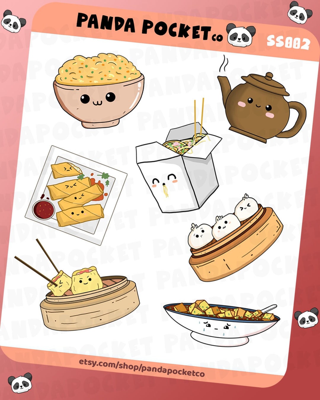 Cute Chinese Food Sticker Sheet - Etsy