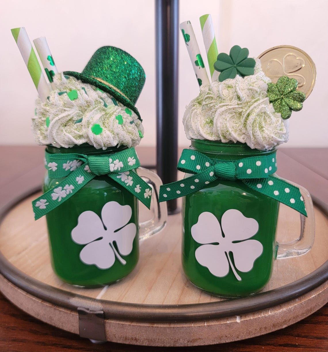 St. Patrick's Day Mini Ball Jar. Tiered Tray Faux Mini Ball Jars. - Etsy