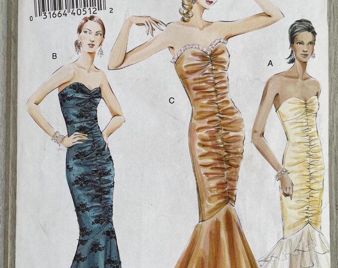 Vogue Patterns V8190 Strapless Full Length Mermaid Dress Size 8-12 ...