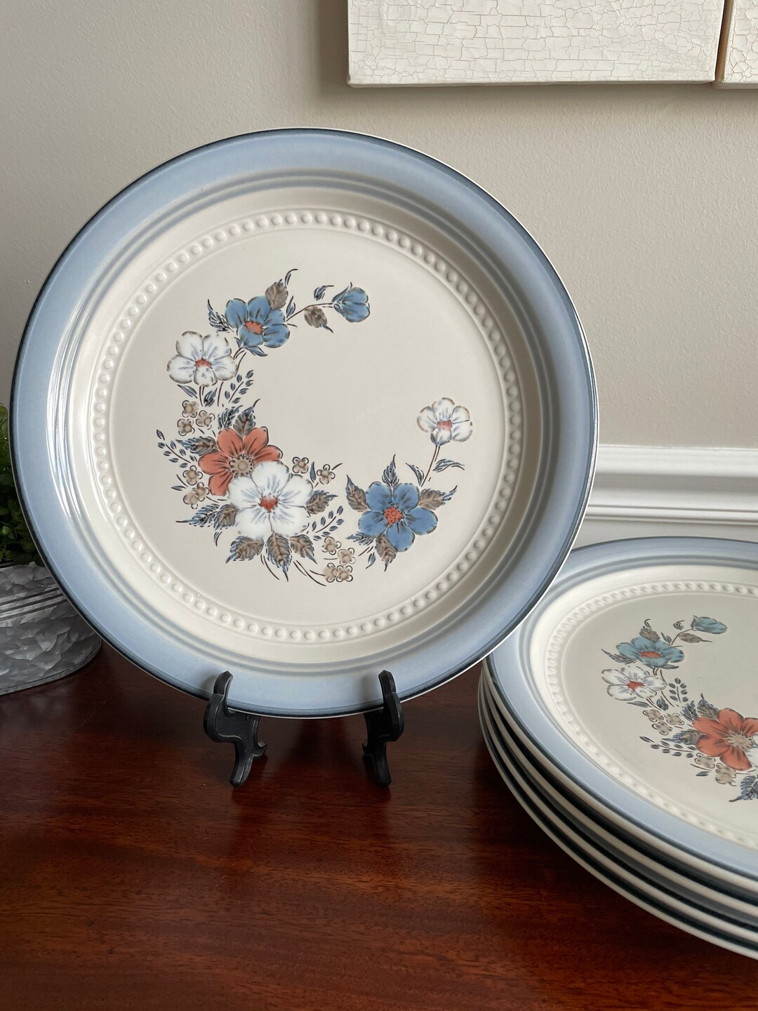 Crowning Fashion Blue Bouquet Dinner Plate by Johann Haviland - Etsy