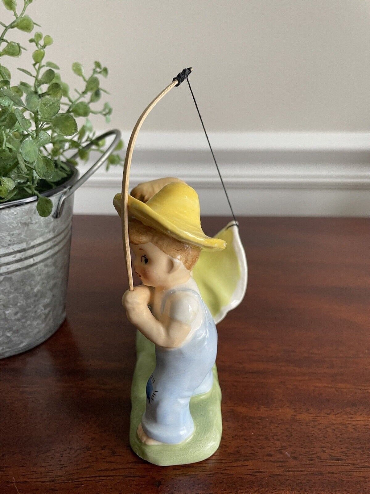 Vintage Artmark Boy With Fishing Pole and Girl With Dog Hand Painted ...