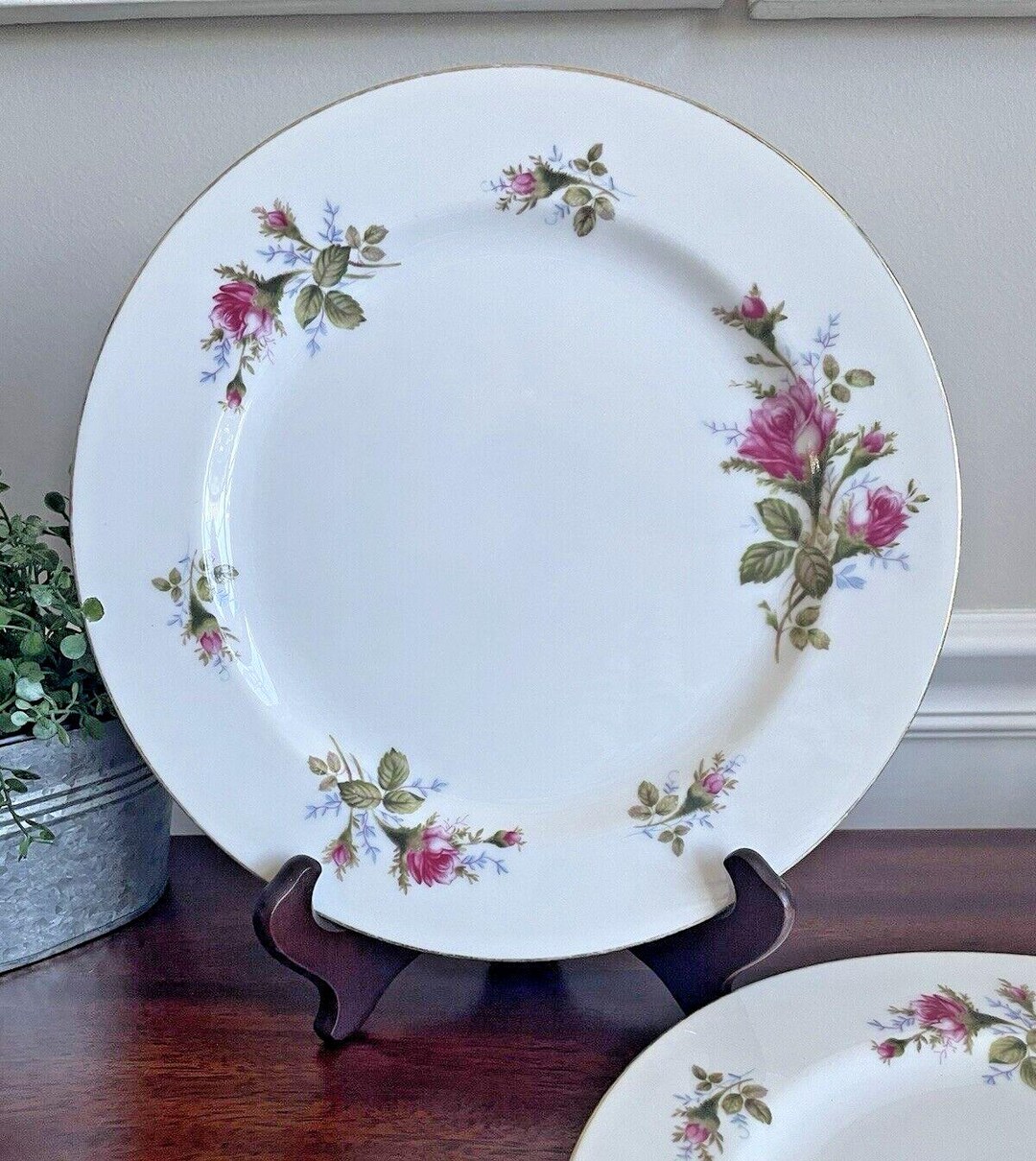 Aladdin Fine China Moss Rose 10 Plate Pink Gold Trim Occupied Japan Set ...