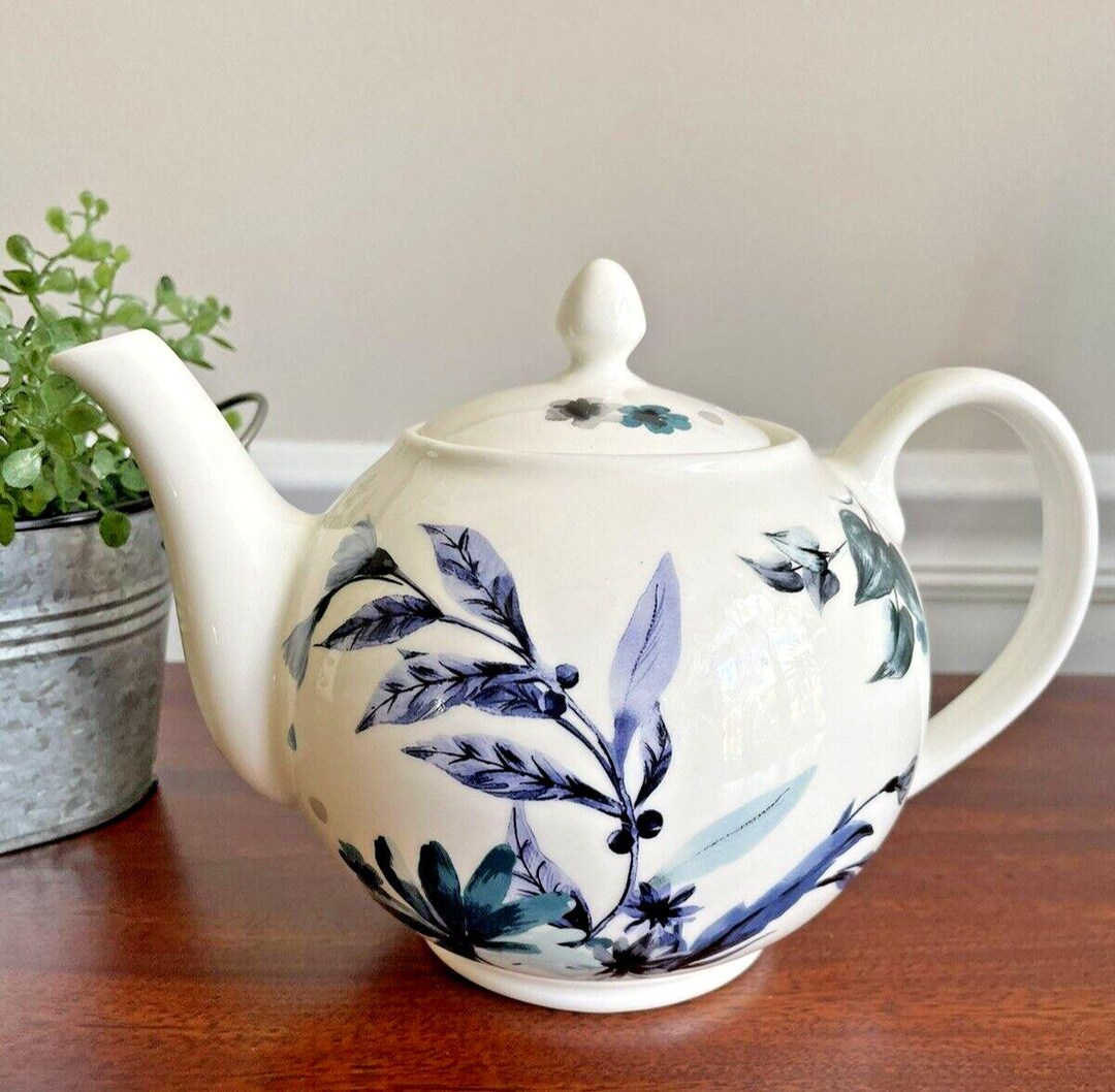 Roy Kirkham Blue Floral Teapot Fine Bone China 32 Oz Made in England - Etsy
