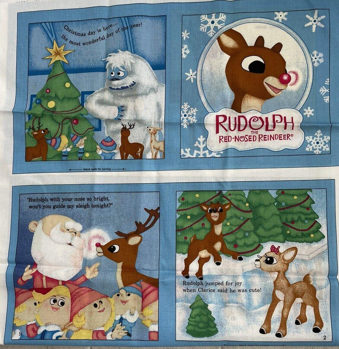 Vintage Rudolph the Red Nosed Reindeer Cotton Fabric Book Panel - Etsy
