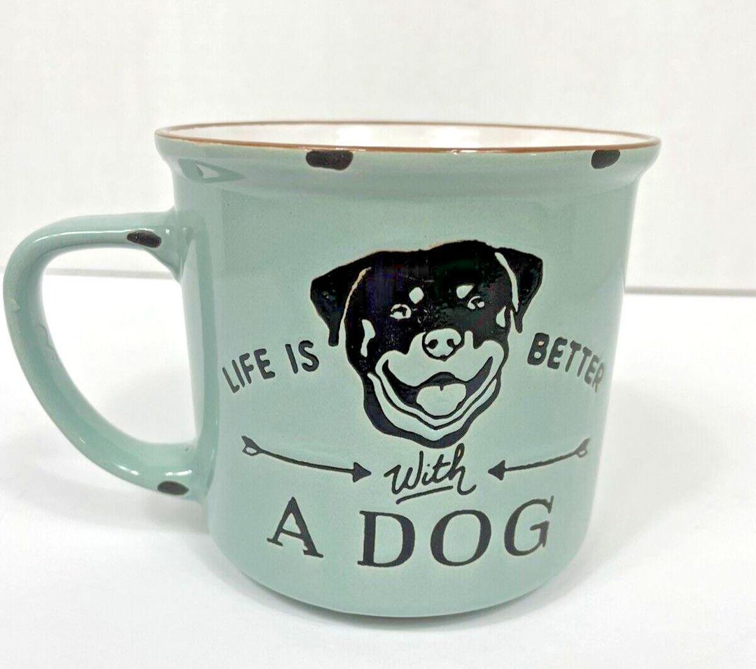 Spectrum Mug Life is Better With a Dog Stoneware 18 Oz Distressed Blue ...