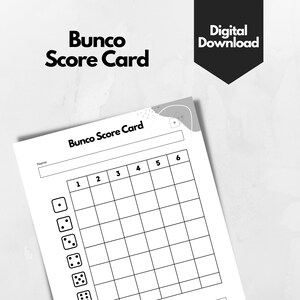 Bunco Score Card / Bunco Game / Score Card Table Tally Sheet ...